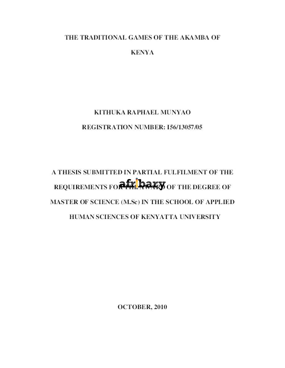 The Traditional Games Of The Akamba Of Kenya | Afribary
