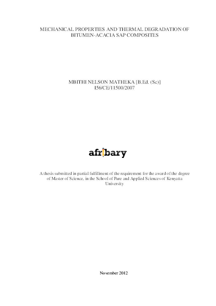 Mechanical Properties And Thermal Degradation Of Bitumen-Acacia Sap ...