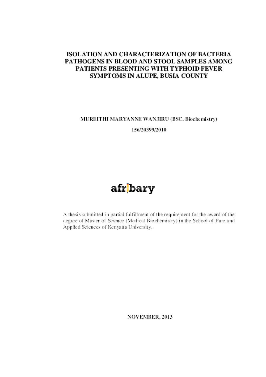 Isolation And Characterization Of Bacteria Pathogens In Blood And Stool ...