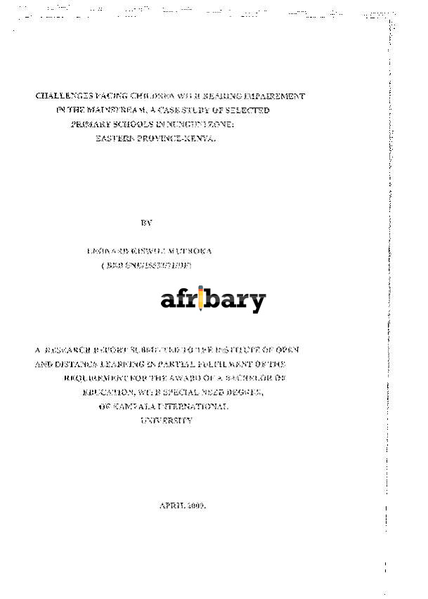 Challenges Facing Children With Hearing Impairement In The Mainstream ...