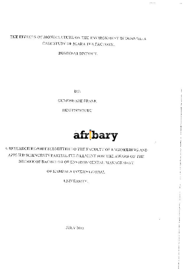 The Effects Of Monoculture On The Environment In Uganda: A Case Study ...