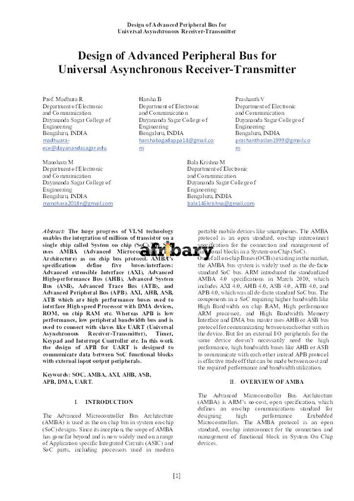 Design of Advanced Peripheral Bus for Universal Asynchronous Receiver ...
