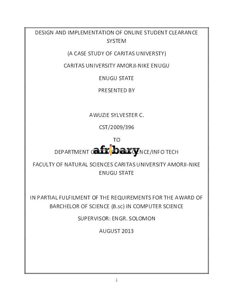 DESIGN AND IMPLEMENTATION OF ONLINE STUDENT CLEARANCE SYSTEM