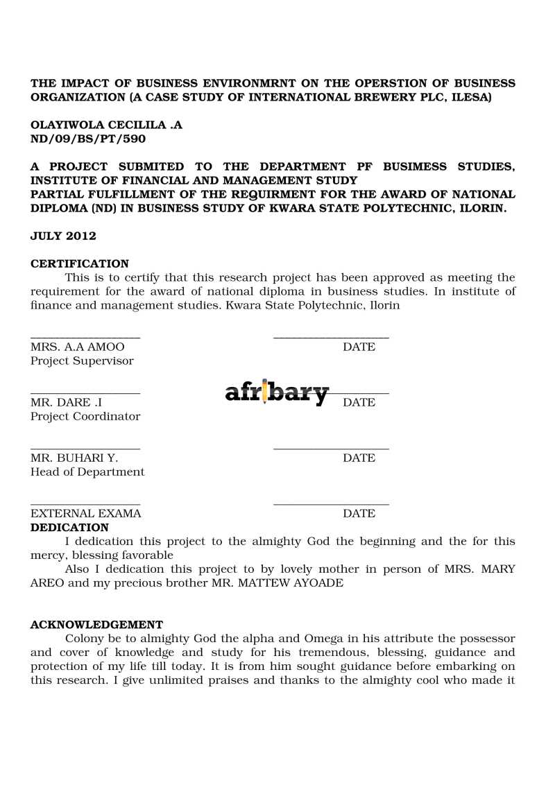 The Impact of Business Environment on the Operation Of Business ...