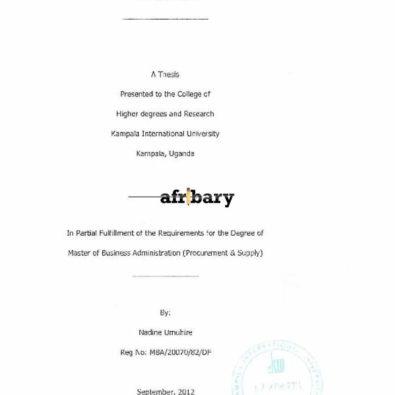 Procurement Management Information System And Procurement Performance