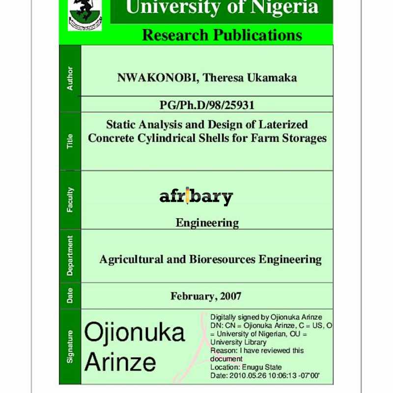 Static Analysis and Design of Laterized Concrete Cylindrical Shells for ...