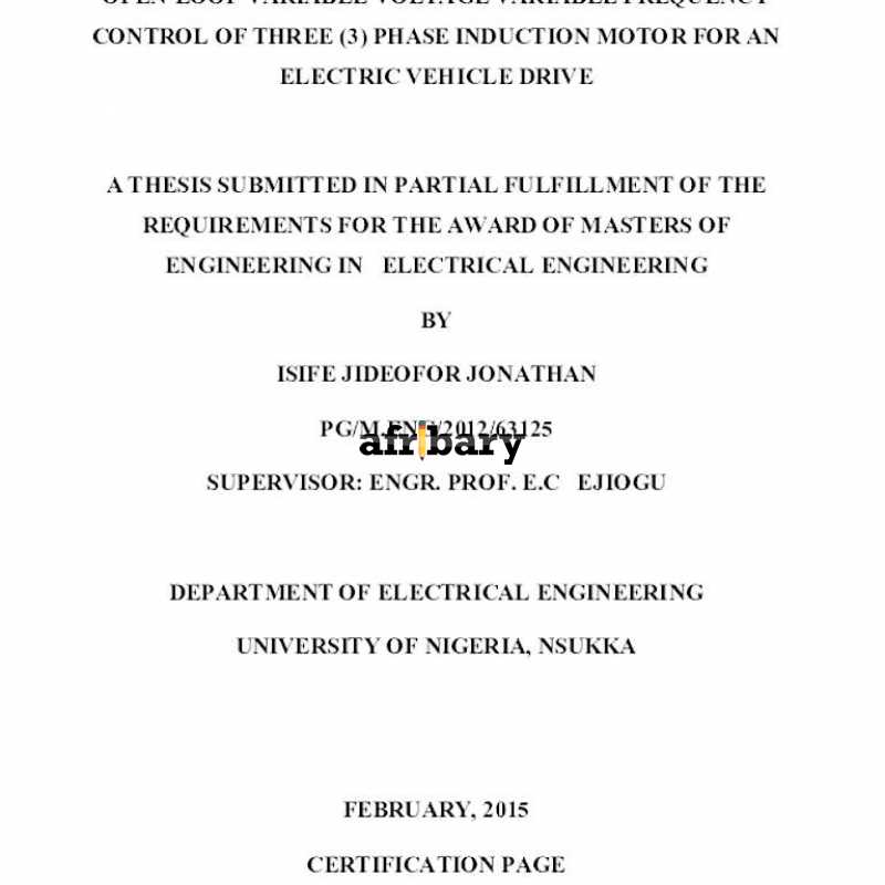 Open Loop Variable Voltage Variable Frequency Control Of Three 3