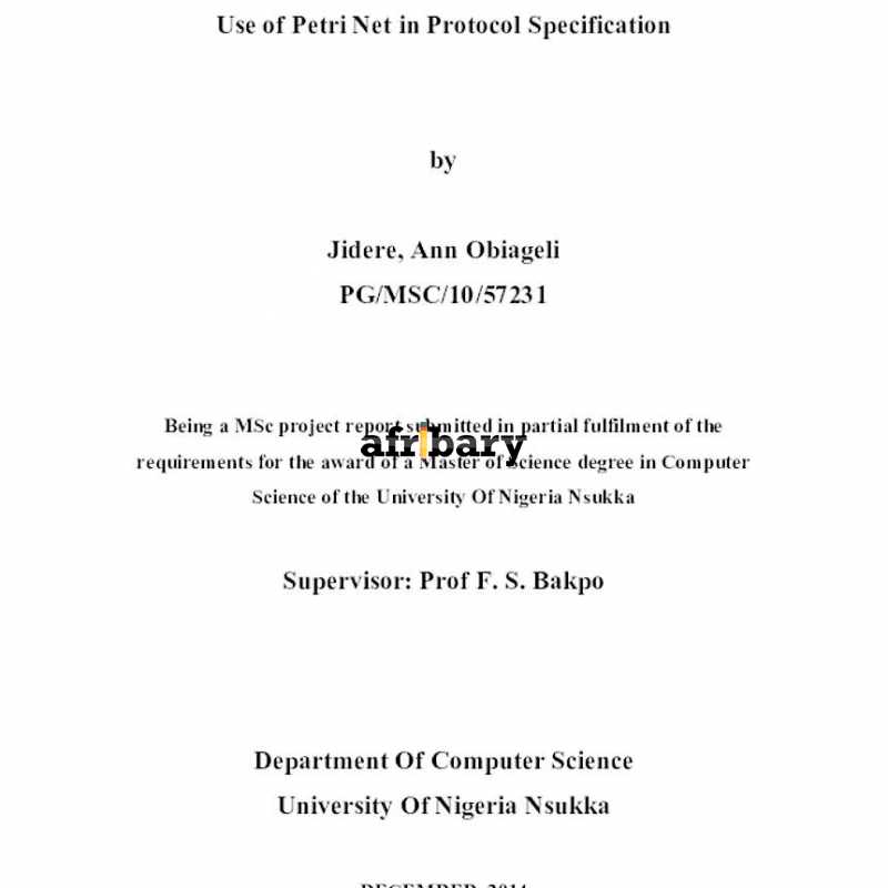 Use of Petri Net in Protocol Specification | Afribary