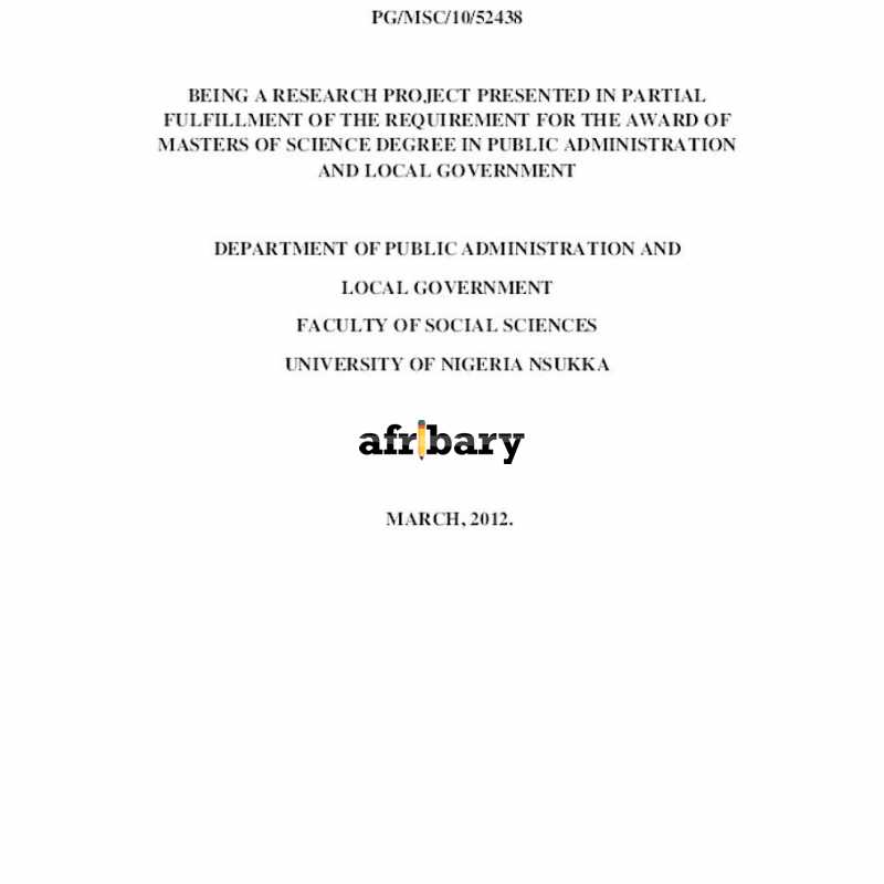 Being a Research Project Presented in Partial Fulfillment of the ...