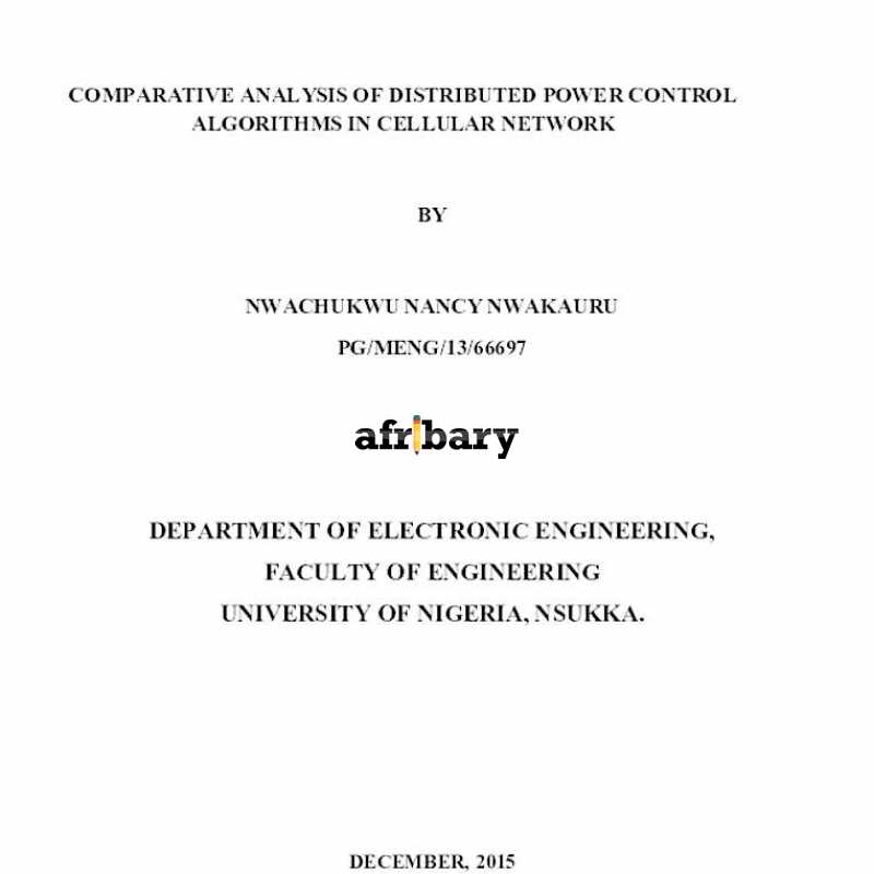 Comparative Analysis Of Distributed Power Control Algorithms In Cellular Network Afribary 1669
