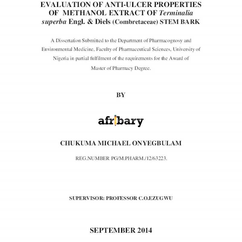 Evaluation of Anti-Ulcer Properties of Methanol Extract of Terminalia ...