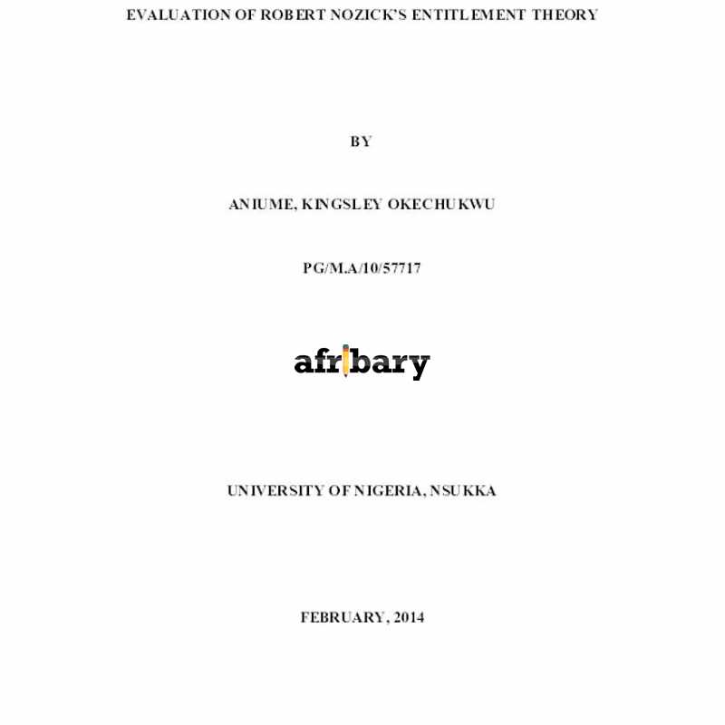 Evaluation of Robert Nozick’s Entitlement Theory | Afribary