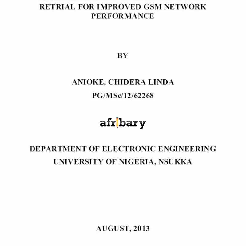 Resource Reservation Scheme With Retrial For Improved Gsm Network