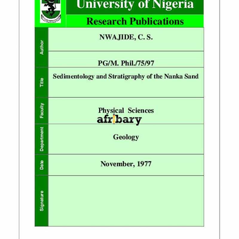 Sedimentology and Stratigraphy of the Nanka Sand | Afribary