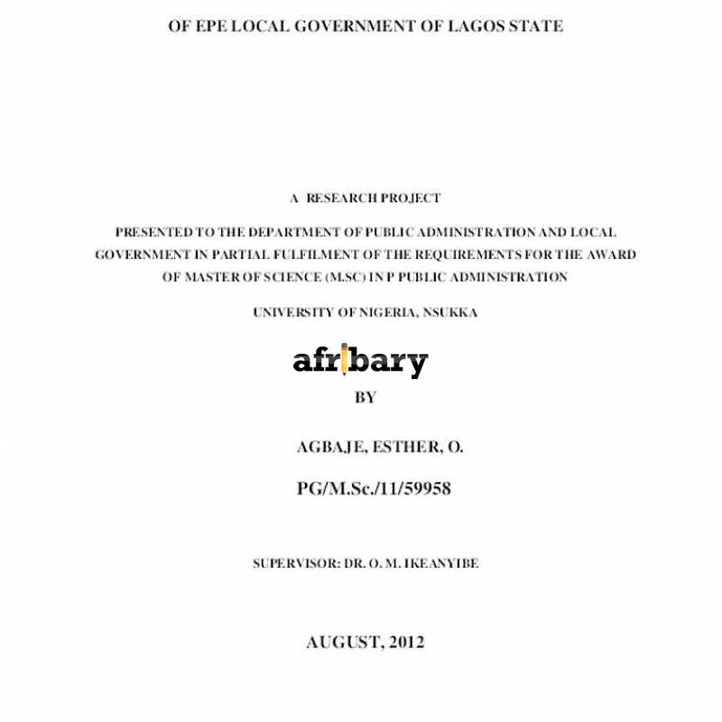 Women and Local Government Development: A Case Study of Epe Local ...