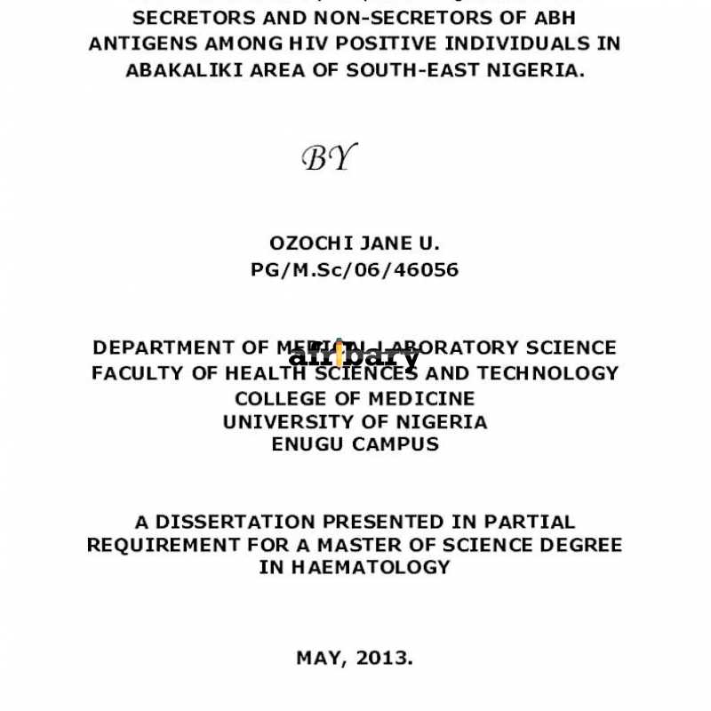 ABH Prevalence, Cd4 and Cd8 Levels in Secretors and Non-Secretors of ...