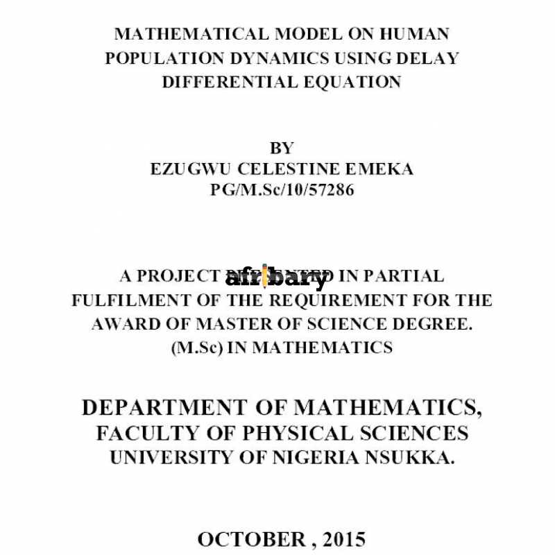 Mathematical Model on Human Population Dynamics Using Delay ...