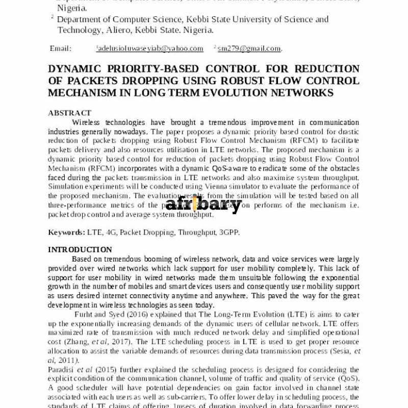 Dynamic Priority Based Control For Reduction Of Packets Dropping Using Robust Flow Control