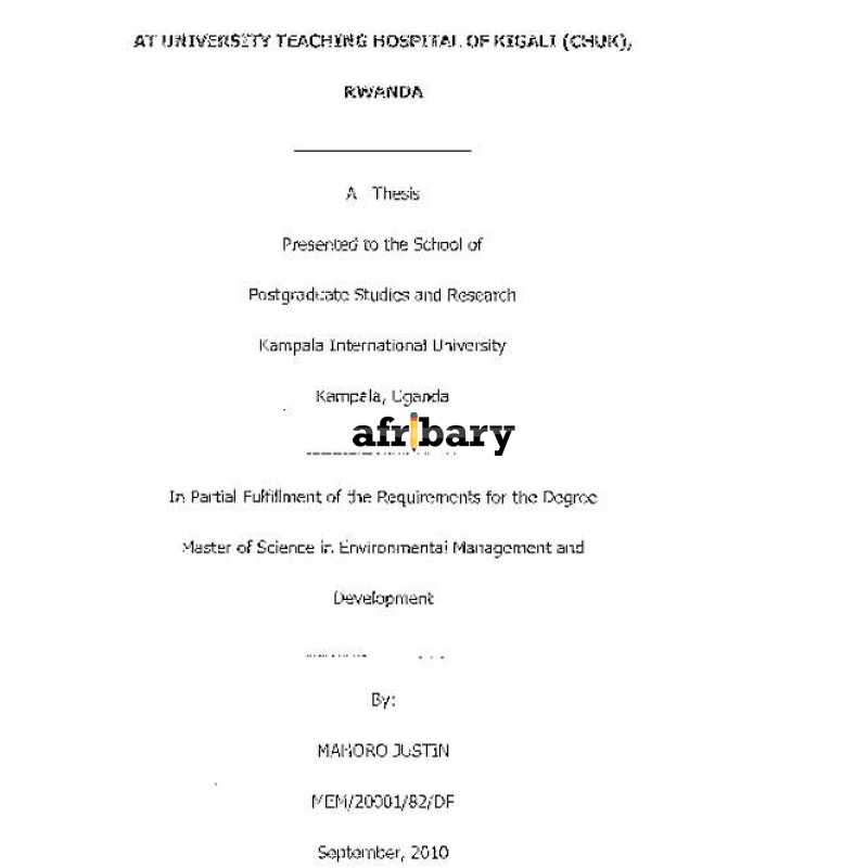 Hospital Solid Waste Management Systems and Practices at University ...