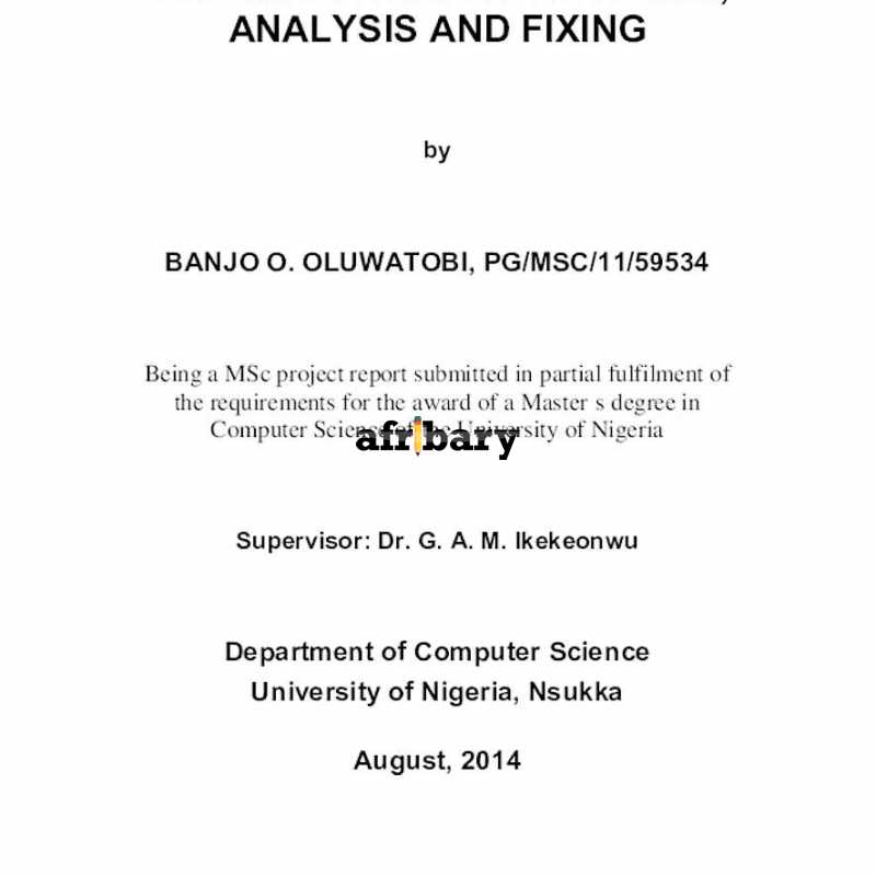 Software Bugs: Detection, Analysis and Fixing | Afribary