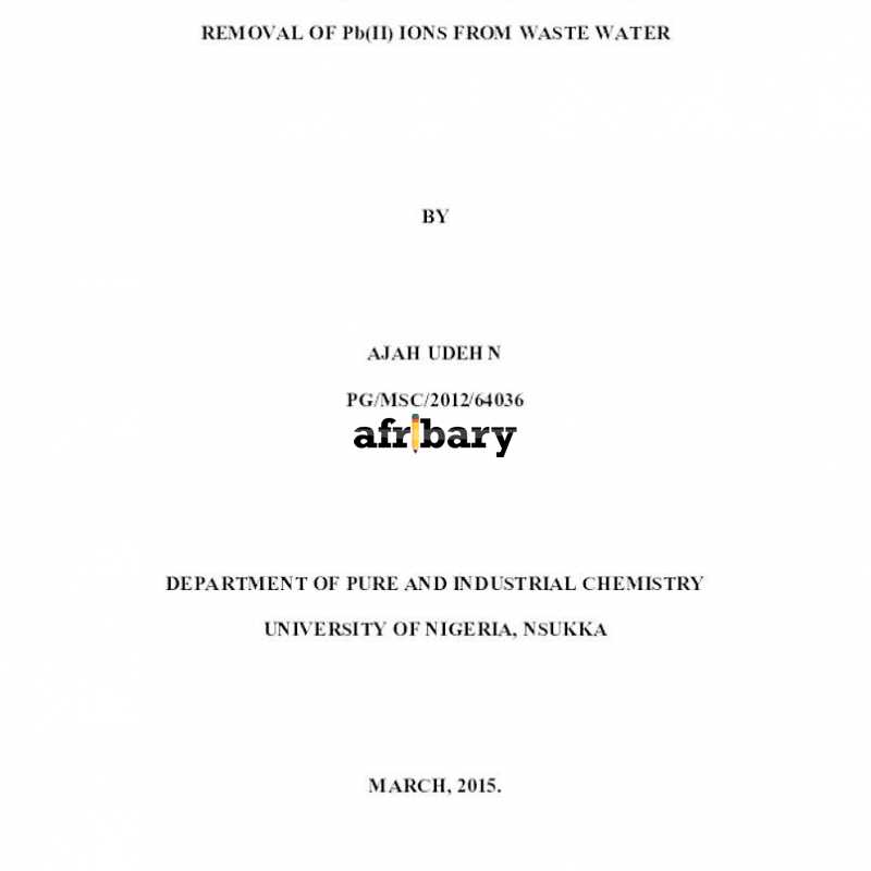 Synthesis, Characterization and Use of Zeolite in Removal of Pb(Ii ... Synthesis, Characterization and Use of Zeolite in Removal of Pb(Ii ...