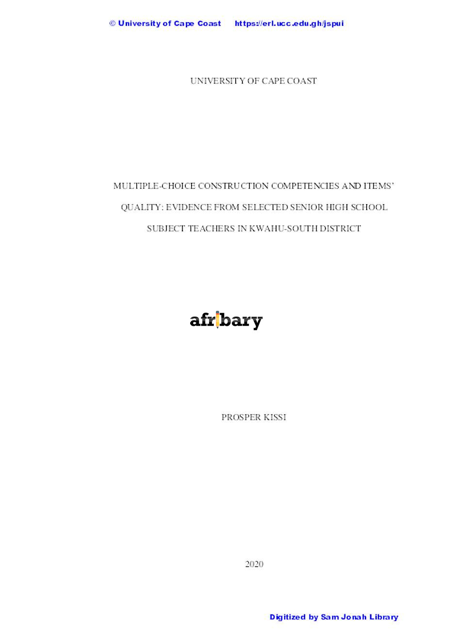 MULTIPLE-CHOICE CONSTRUCTION COMPETENCIES AND ITEMS‟ QUALITY: EVIDENCE ...