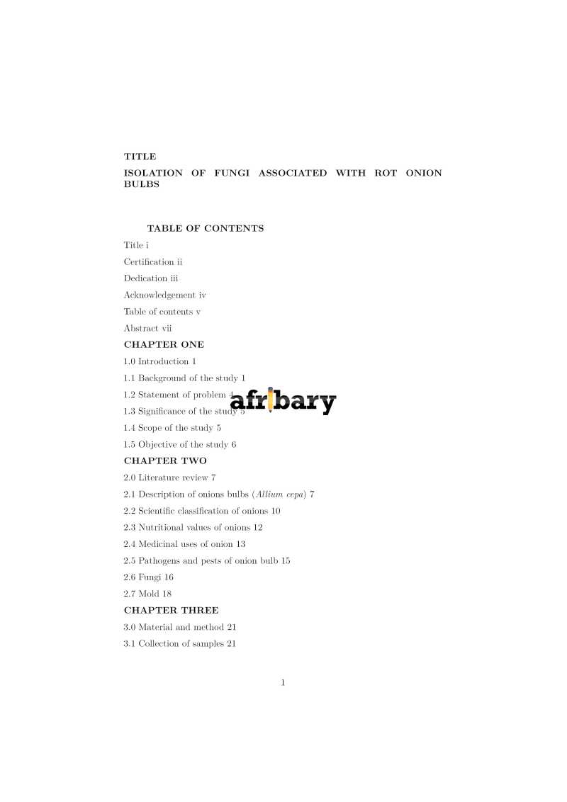 ISOLATION OF FUNGI ASSOCIATED WITH ROT ONION BULBS | Afribary