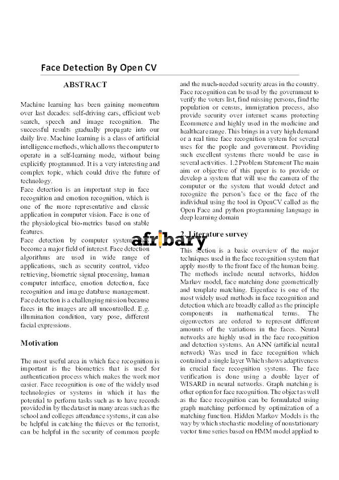 Face Detection By Open CV | Afribary