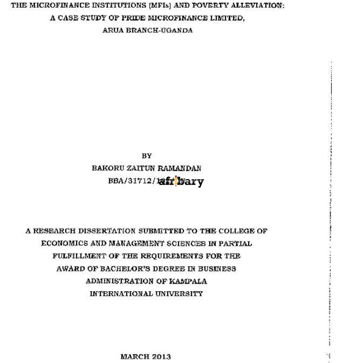 The Microfinance Institutions (Mfis) And Poverty Alleviation: A Case ...