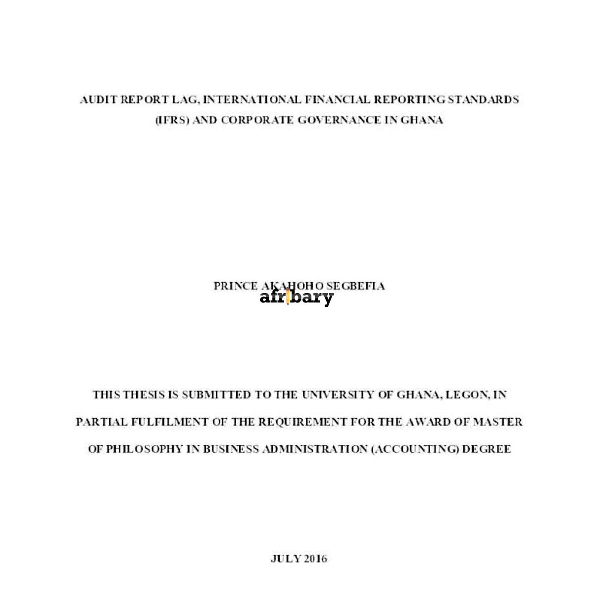 Audit Report Lag, International Financial Reporting Standards (Ifrs ...