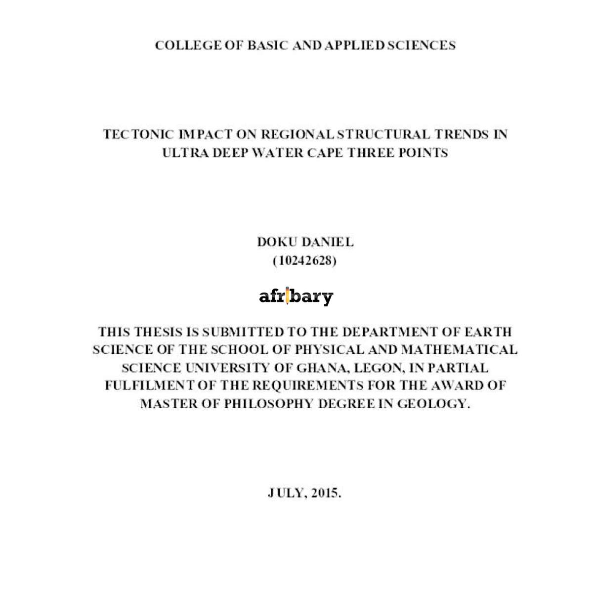Tectonic Impact On Regional Structural Trends in Ultra Deep Water Cape ...