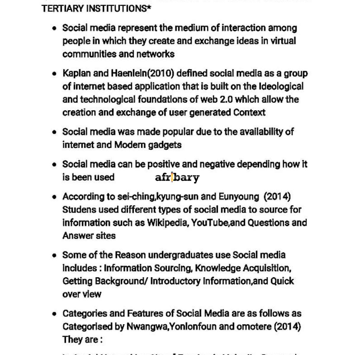 GNS 211 SUMMARY CHAPTER 15 (SOCIAL MEDIA AND PERFORMANCE OF STUDENTS IN ...