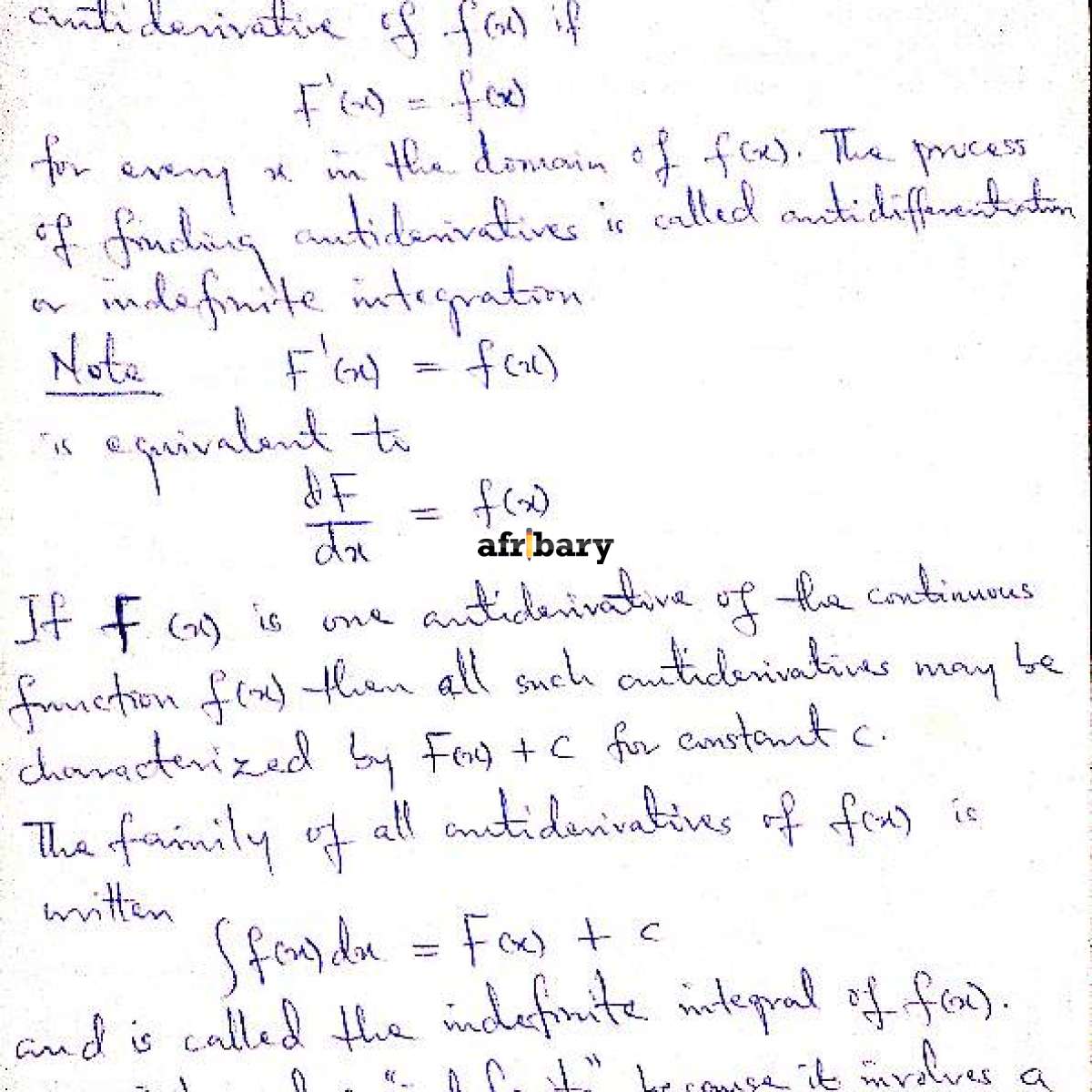 Indefinite Integral | Afribary