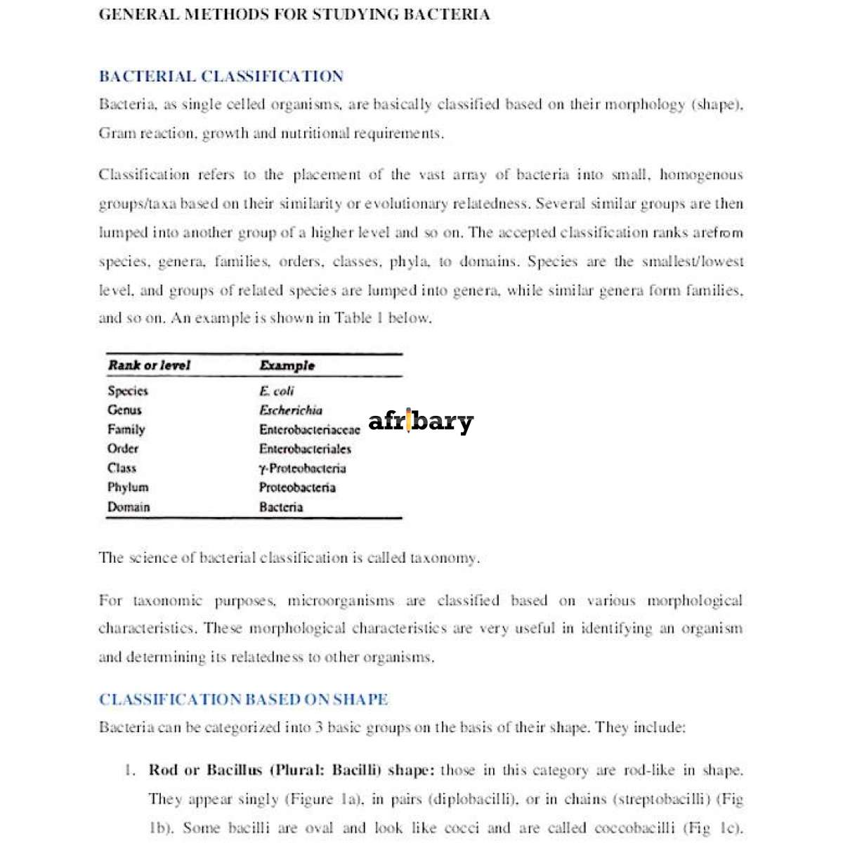 MCB 205 BACTERIAL CLASSIFICATION, STRUCTURE, AND FUNCTION | Afribary
