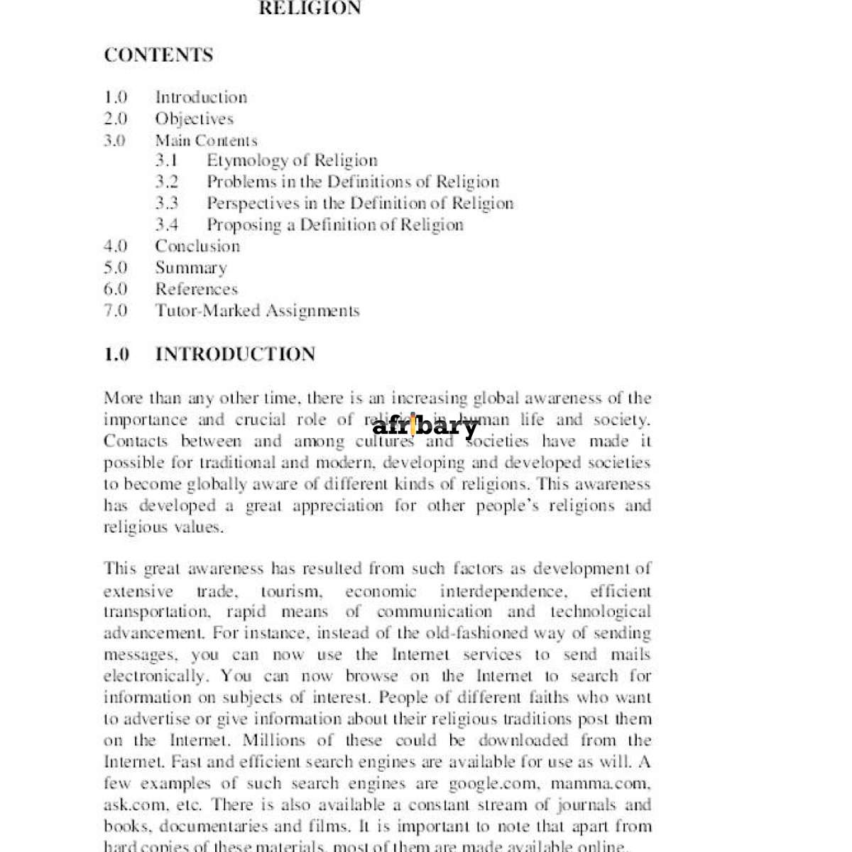 ISL 101 ETYMOLOGY AND THE STUDY OF RELIGION Afribary isl-101-etymology-and-the-study-of-religion-afribary