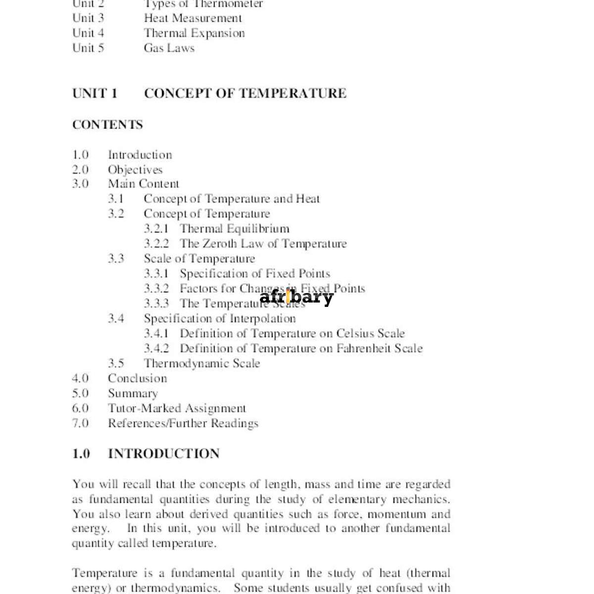 PHY 101- ELEMENTARY MECHANICS, HEAT AND PROPERTIES OF MATTER | Afribary