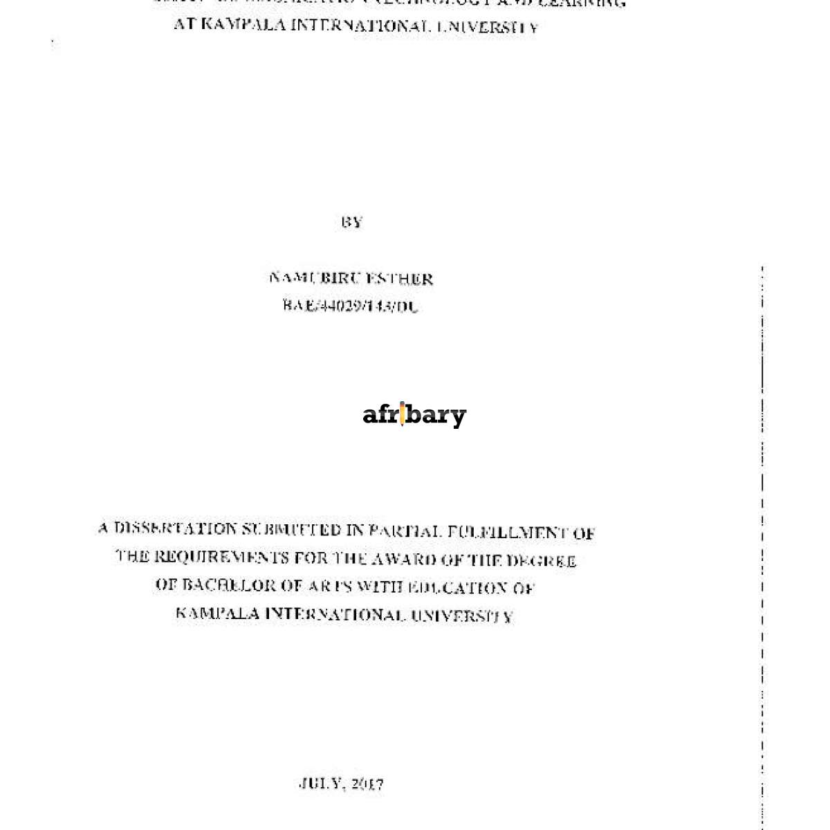 Information Communication Technology and Learning at Kampala ...