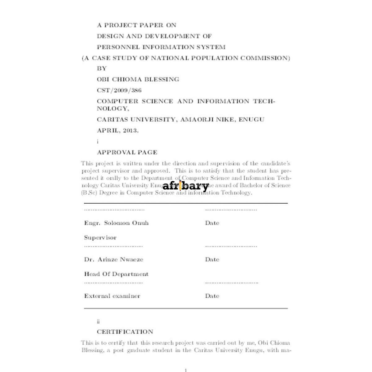 DESIGN AND DEVELOPMENT OF PERSONNEL INFORMATION SYSTEM (A CASE STUDY OF ...