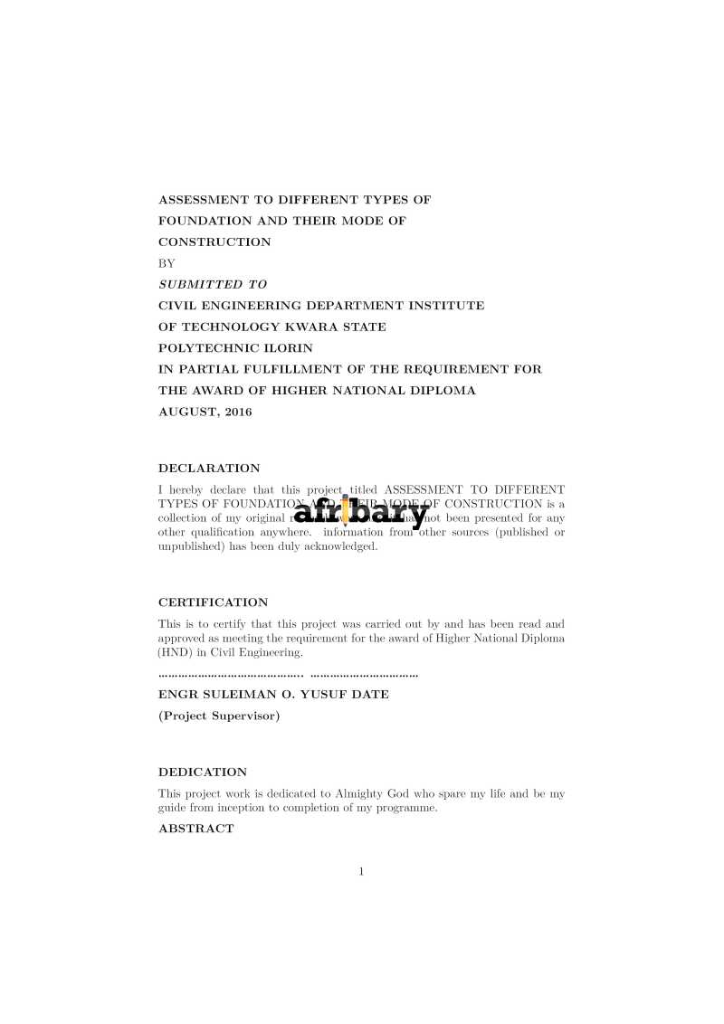ASSESSMENT TO DIFFERENT TYPES OF FOUNDATION AND THEIR MODE OF
