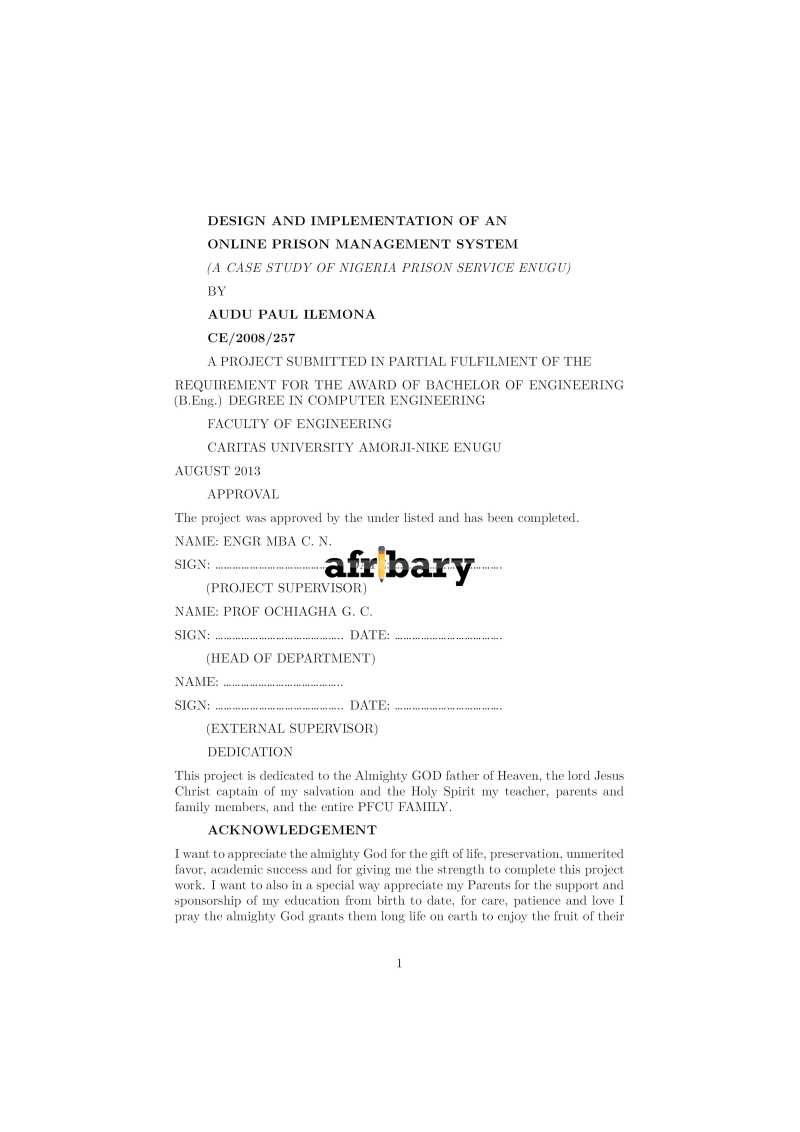 DESIGN AND IMPLEMENTATION OF AN ONLINE PRISON MANAGEMENT SYSTEM (A CASE ...