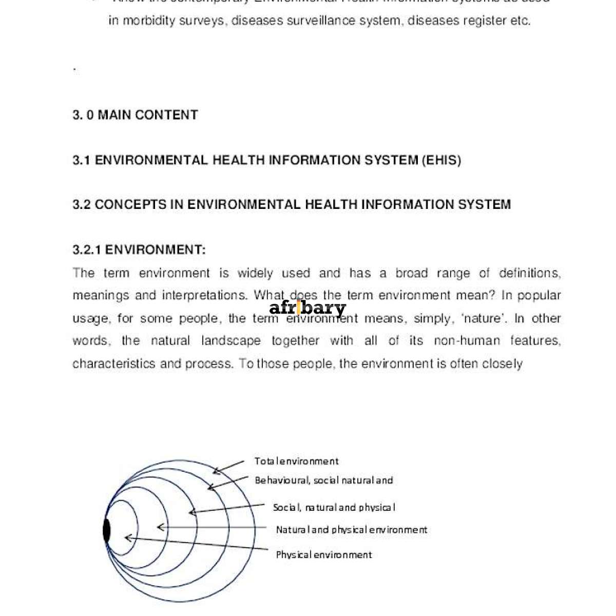EHS 313- ENVIRONMENTAL HEALTH INFORMATION SYSTEM | Afribary