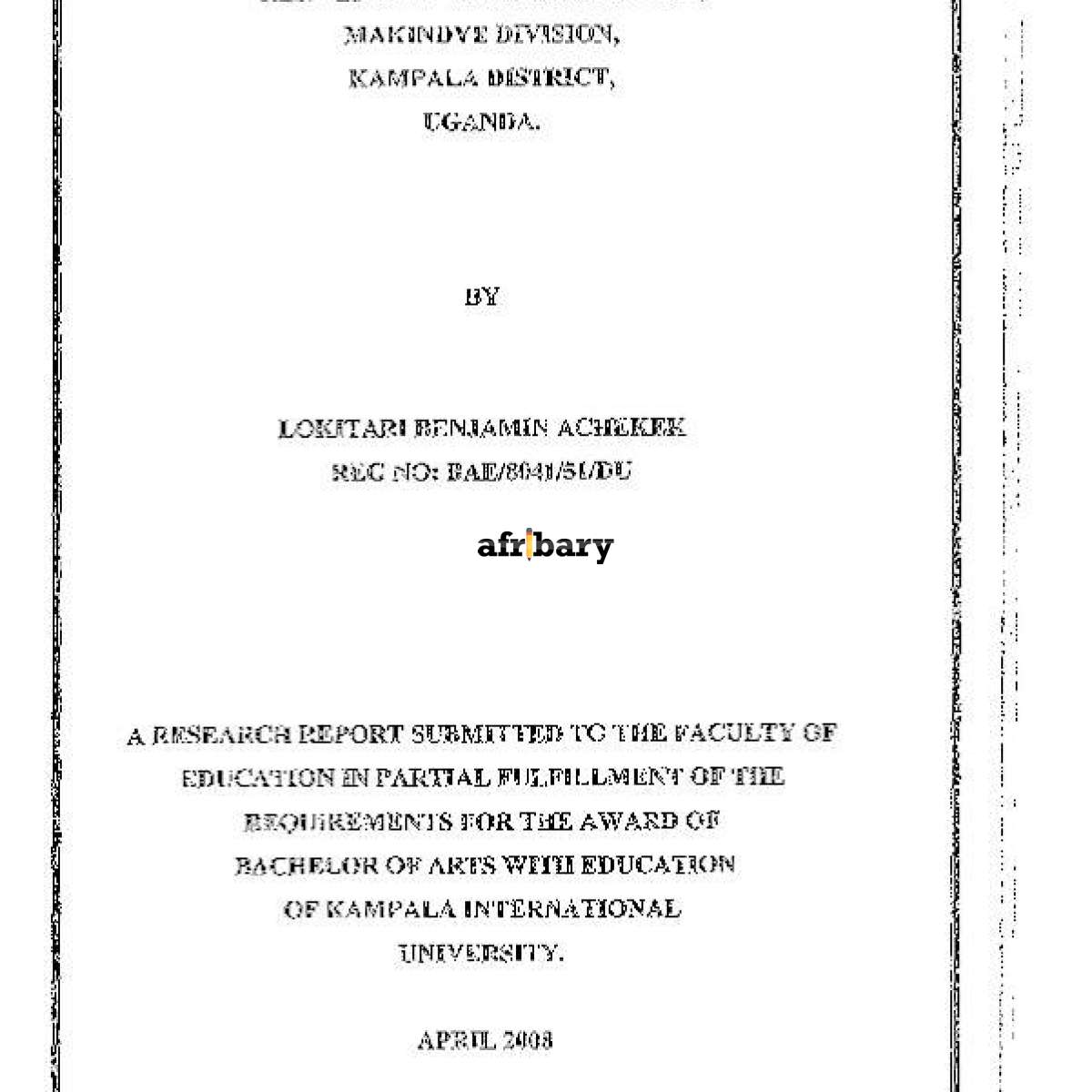 Employment and Standard of Living of the Residents of Kansanga Parish ...