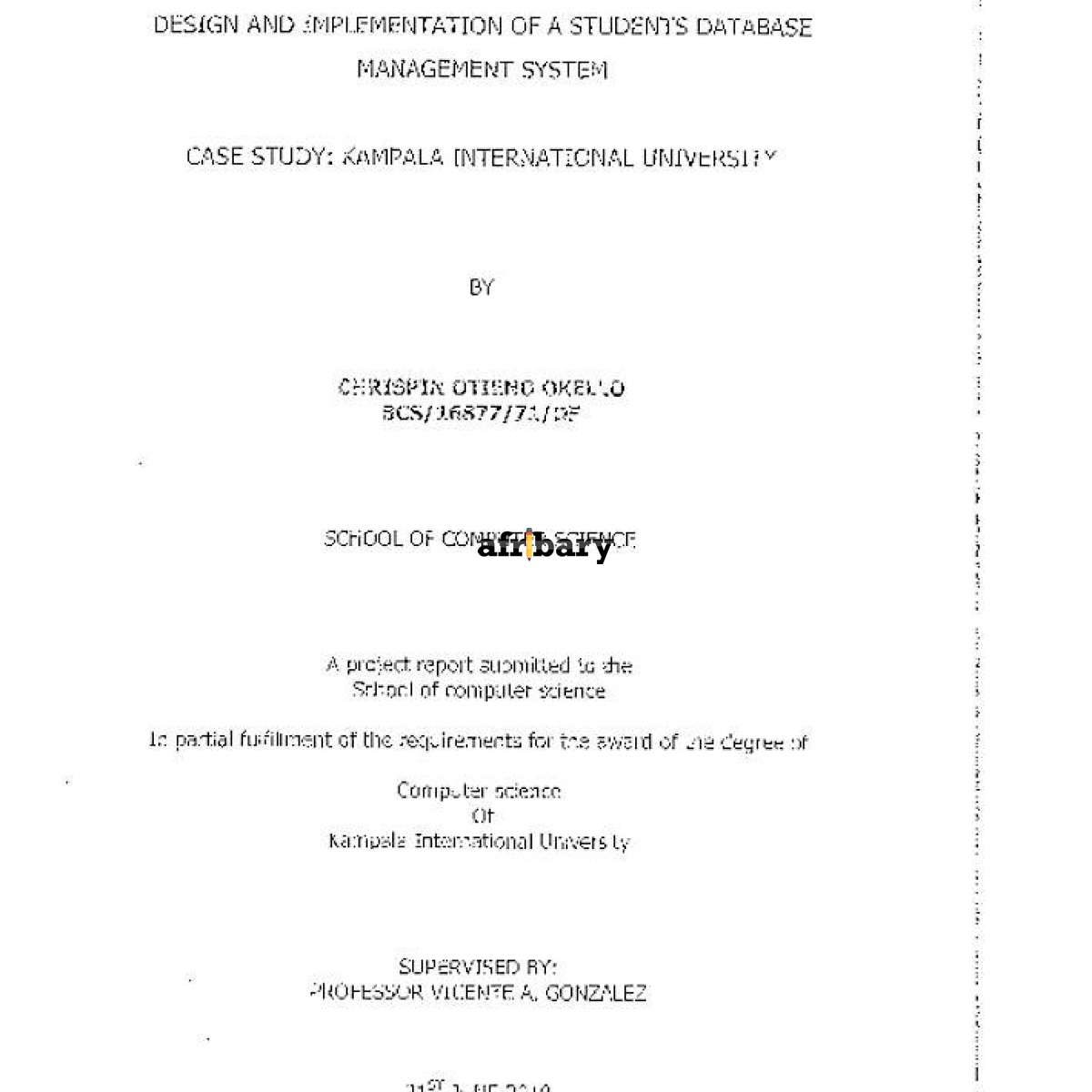 DESIGN AND IMPLEMENTATION OF A STUDENTS DATABASE MANAGEMENT SYSTEM CASE ...