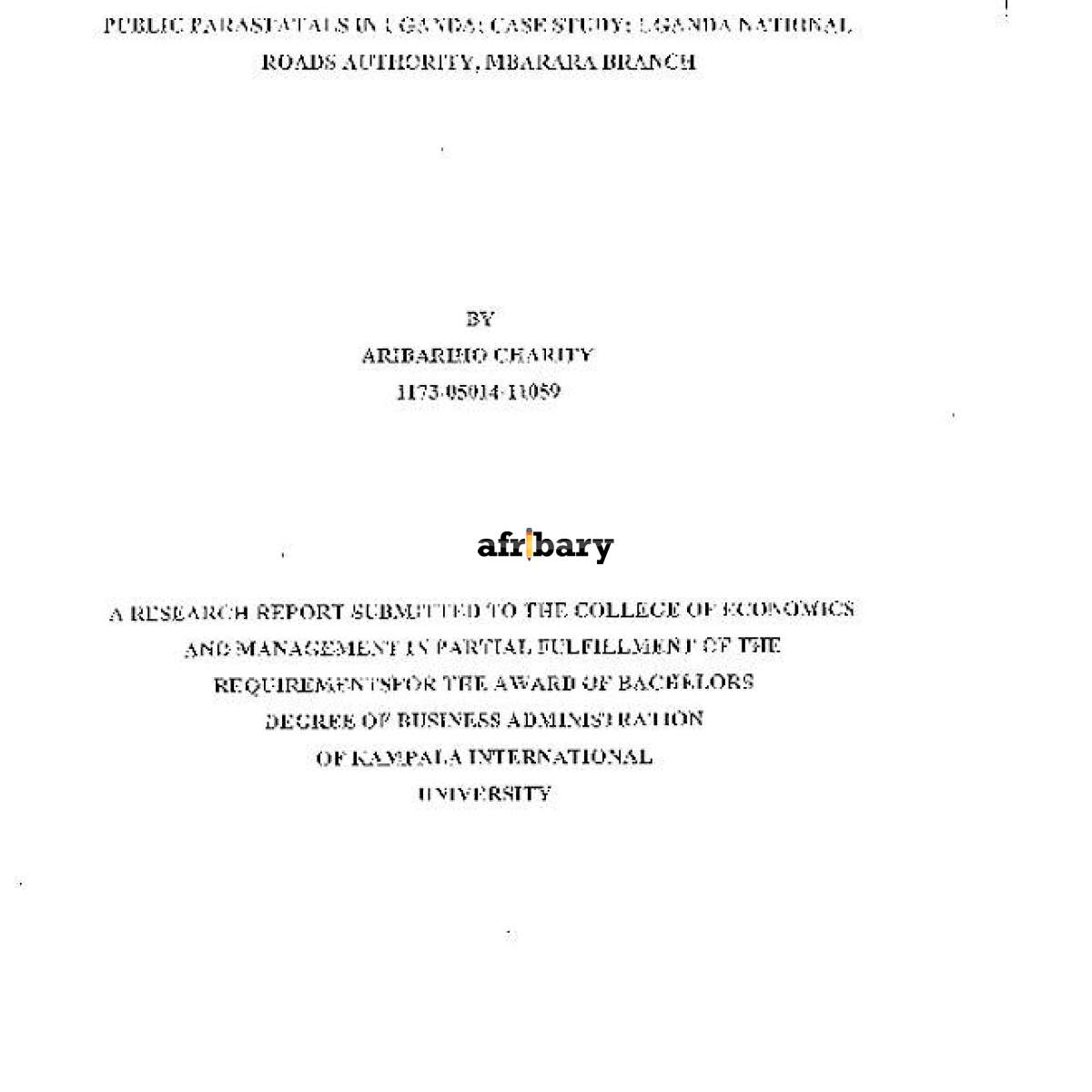 BUDGETARY CONTROLS AND ORGANIZATIONAL PERFORMANCE OF PUBLIC PARASTATALS ...