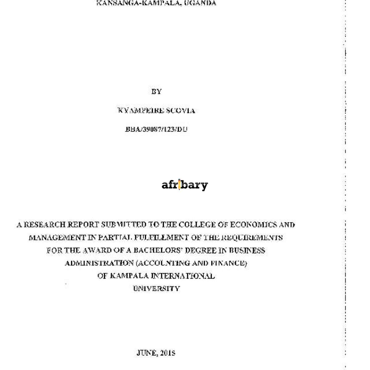 Internal Control And Performance Of Commercial Banks In Kampala Uganda