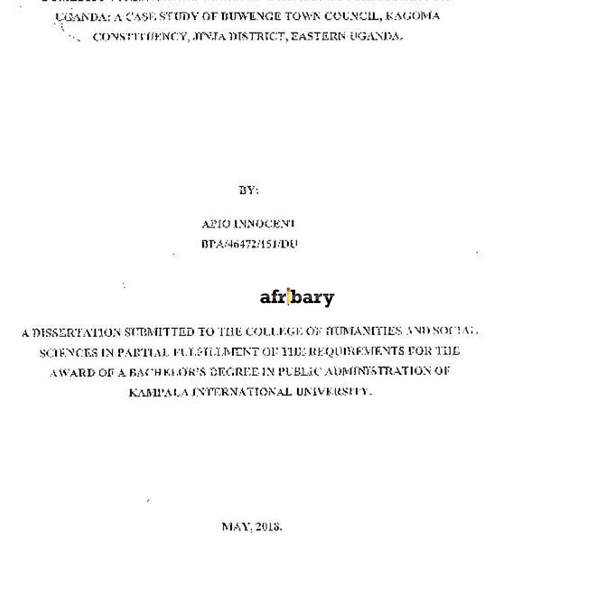 Domestic Violence And Children’s Academic Performance In U1ganda; A ...
