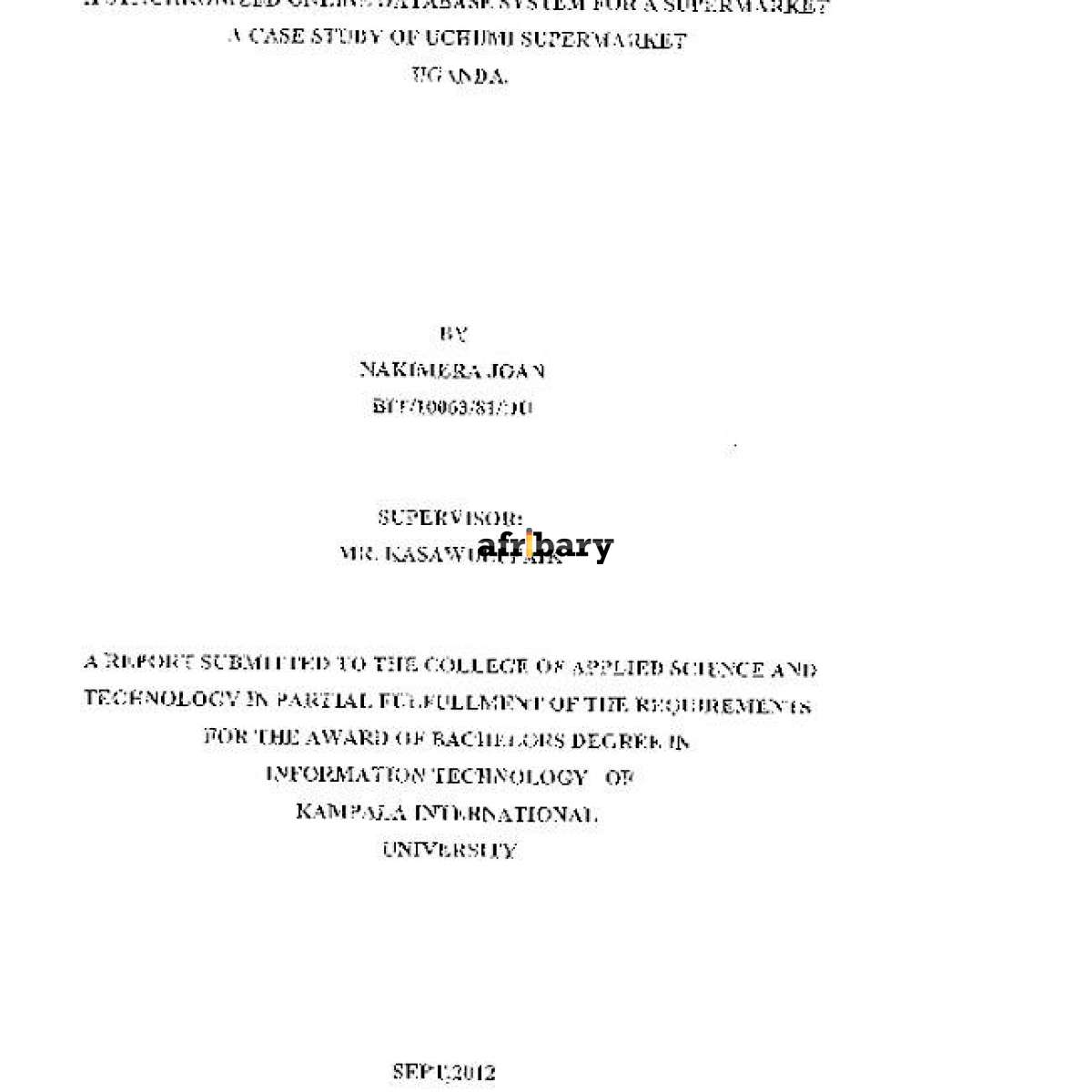 A Synchronized Online Database System For A Supermarket A Case Study Of ...