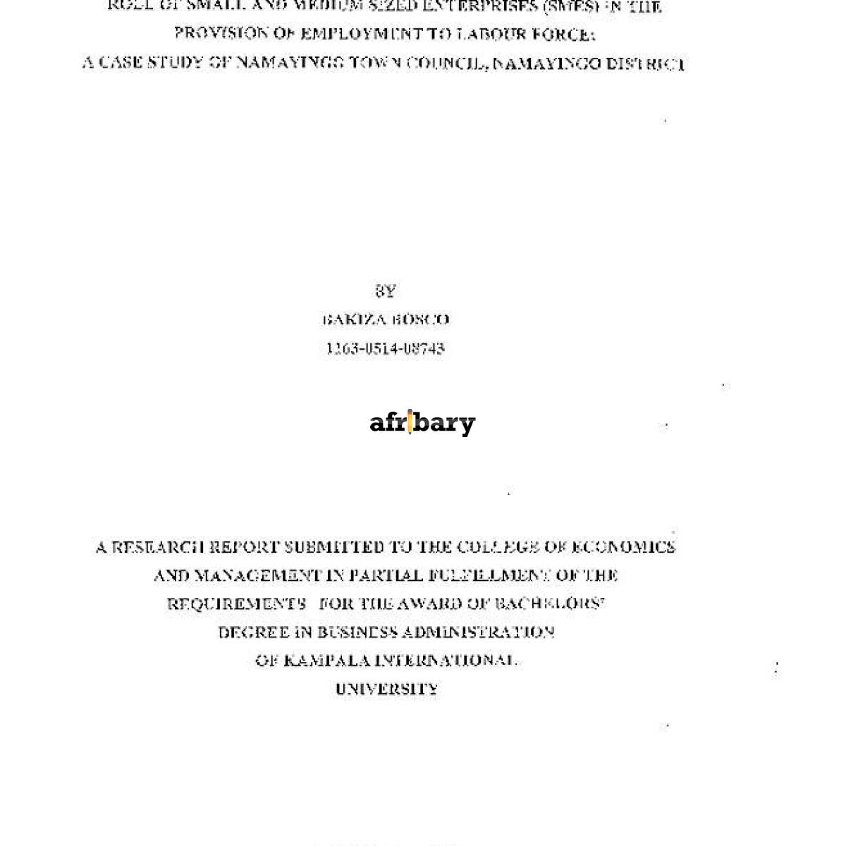 Role of Small and Medium Sized Enterprises (Smes) in the Provision of ...