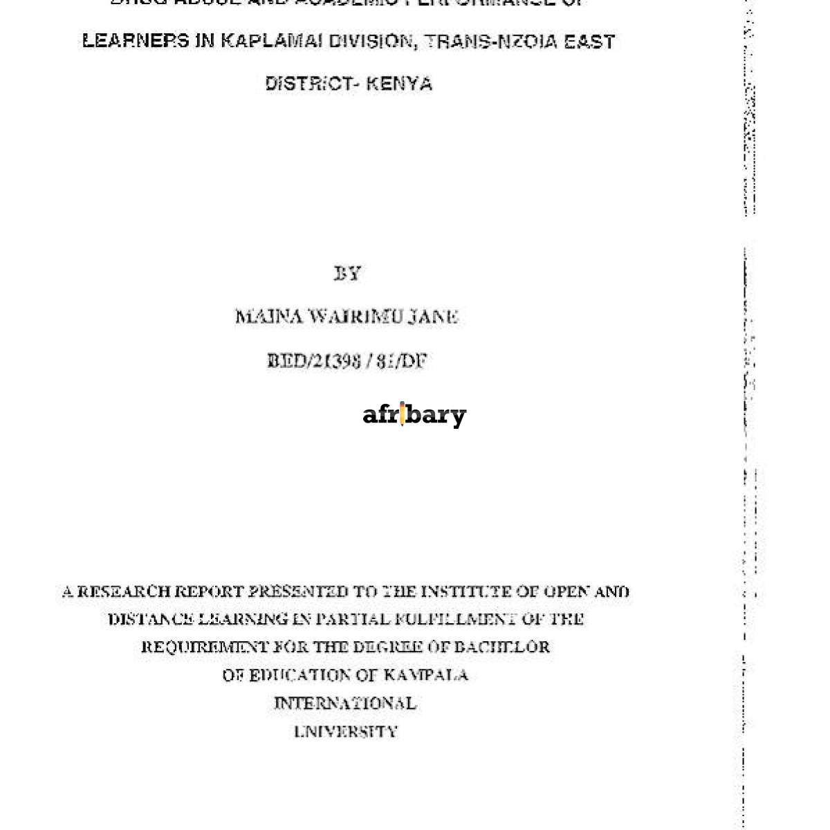 Drug Abuse and Academic Performance of Learners in Kaplamai Division ...