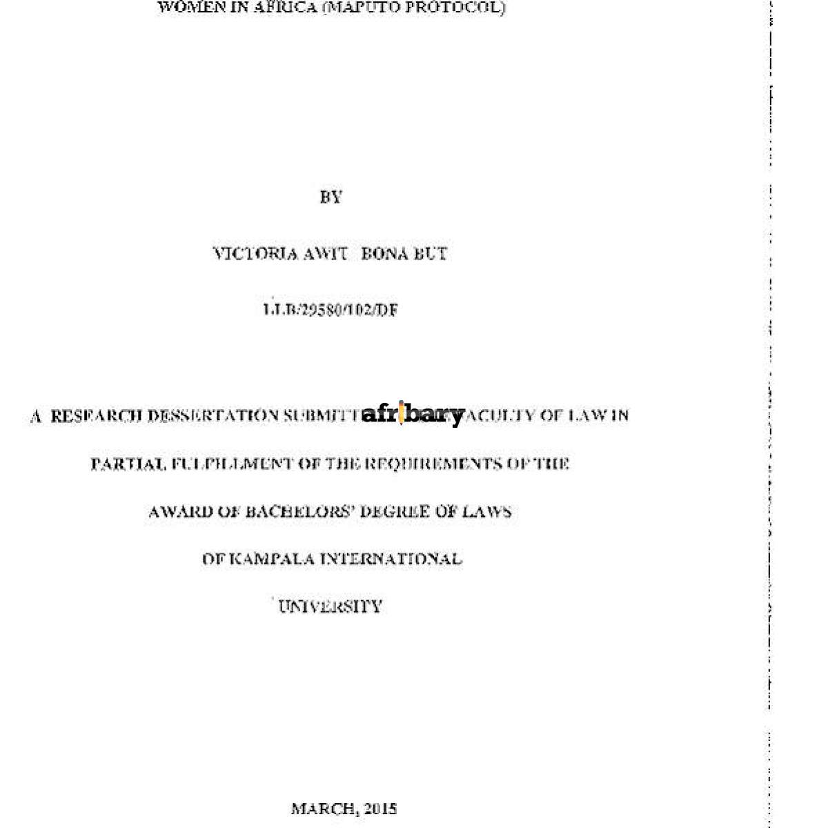 Analyzing the Effectiveness of the Protocol to the African Charter On ...